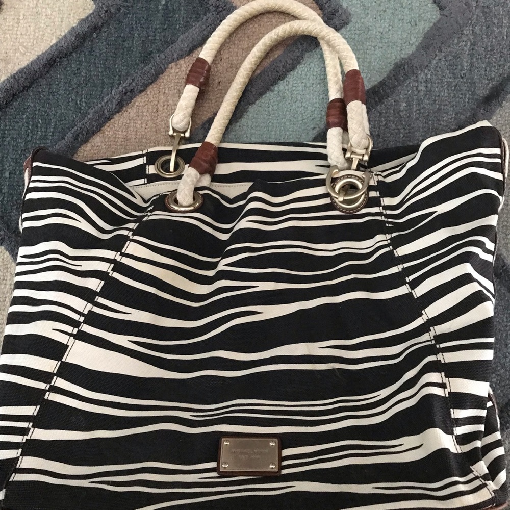 Michael Kors Zebra Stripe Canvas Tote - Gem